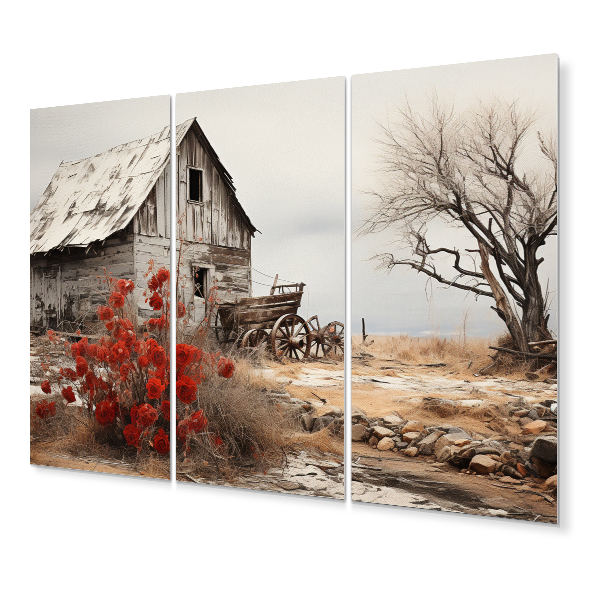 Design Art Red Farmhouse Rustic Elegance I - Farm Metal Wall Art Living ...