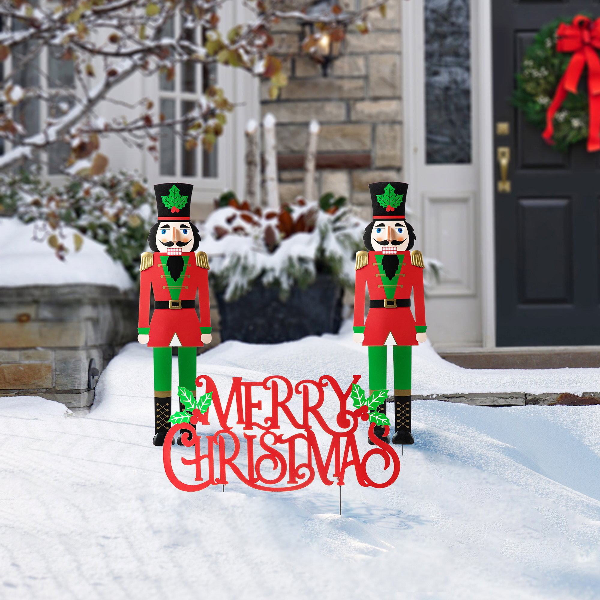 The Holiday Aisle® 2 Piece Nutcracker Garden Stake Set & Reviews | Wayfair
