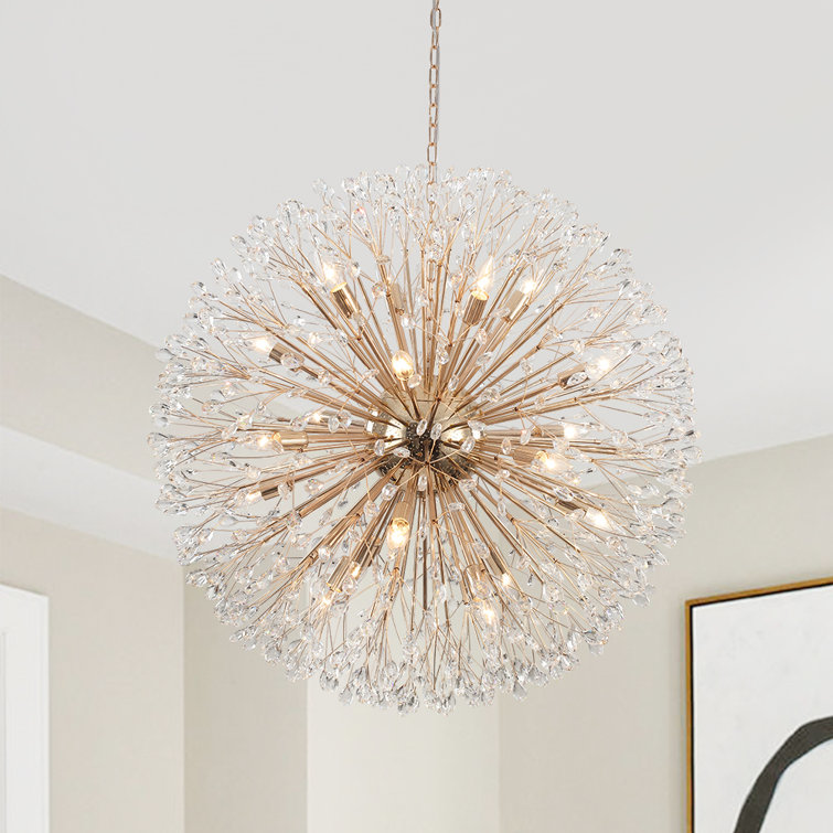 Canora Grey Dandelion 20-Light Modern Round Sputnik Crystal Chandelier ...