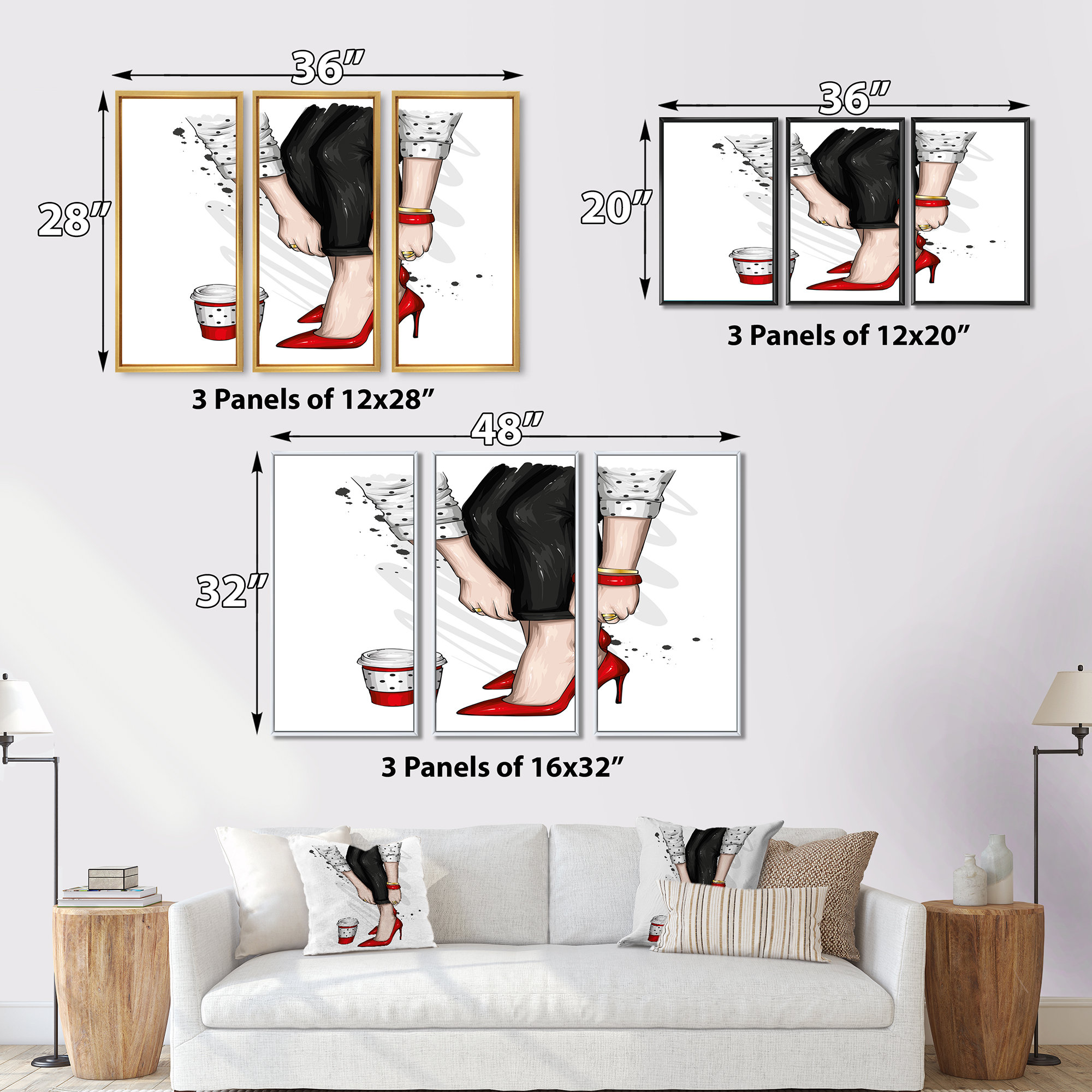 House of Hampton® Woman Legs In Red Heel Stilettos I - 3 Piece Floater ...