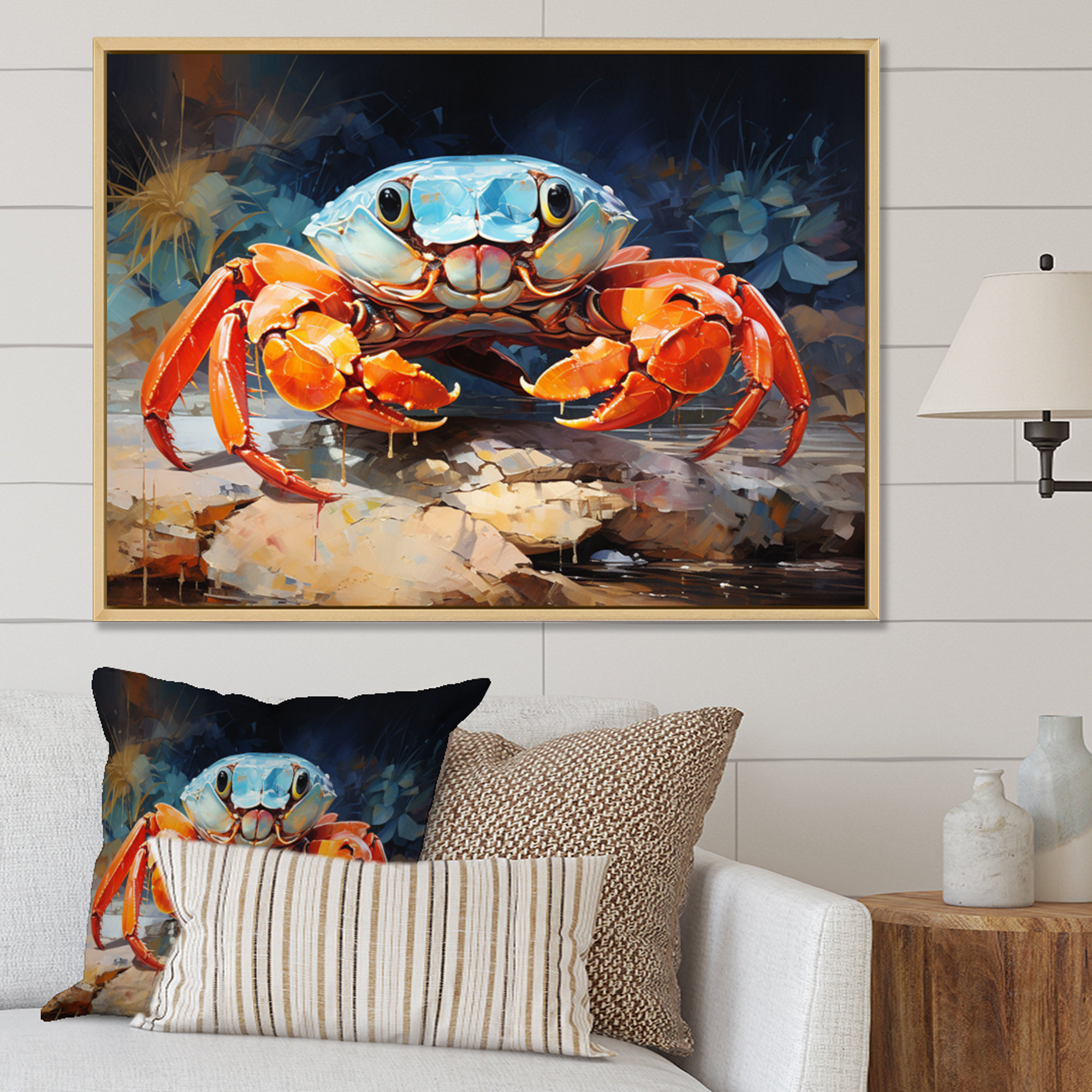 Highland Dunes Crab Coastal Guardian Collage On Canvas Print | Wayfair