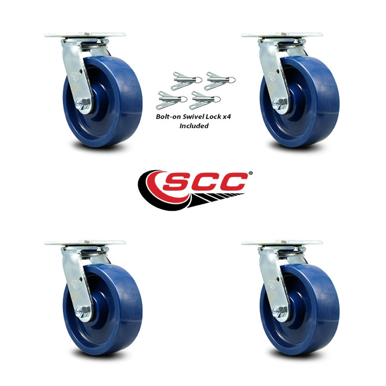 Service Caster 6 Inch Solid Polyurethane Caster Set with Ball Bearing ...