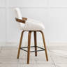 George Oliver 26" Swivel Upholstered Counter Stool with Walnut-Finish ...