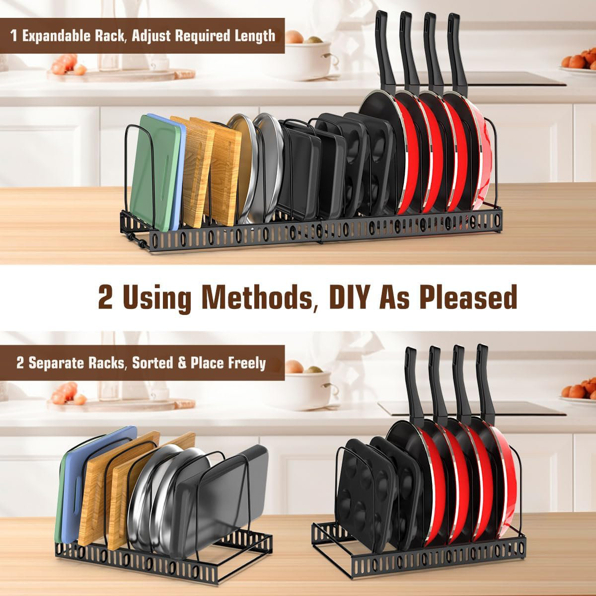 Prep & Savour Cutting Board Organizer Rack, Expandable Baking Tray And ...