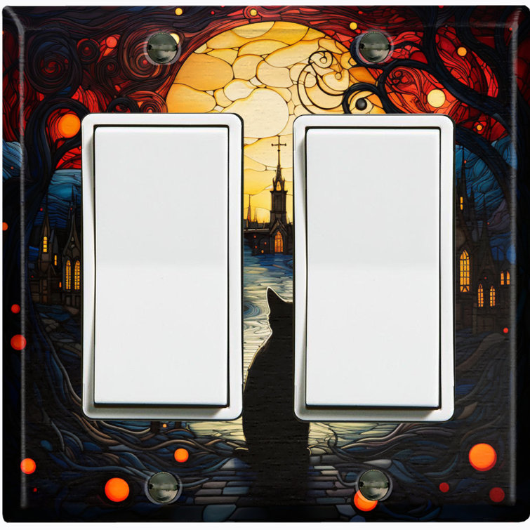 WorldAcc Metal Light Switch Plate Outlet Cover (Halloween Black Cat ...