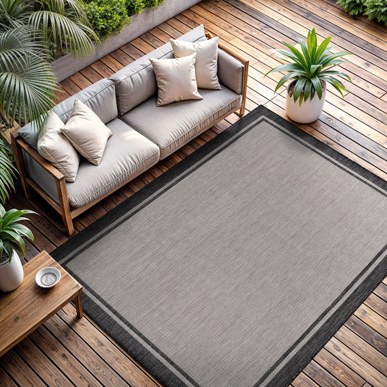 Ebern Designs Mekih Summer Indoor Outdoor Solid Rug_Gray & Reviews ...