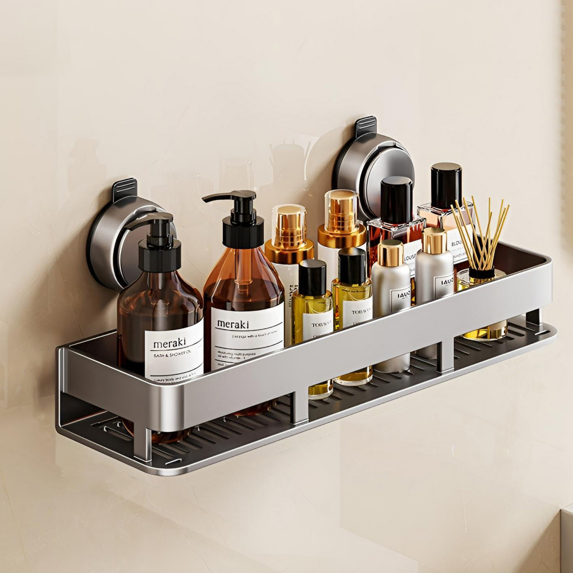 Brayden Studio Non Perforated Bathroom Storage Rack Wall Mounted ...