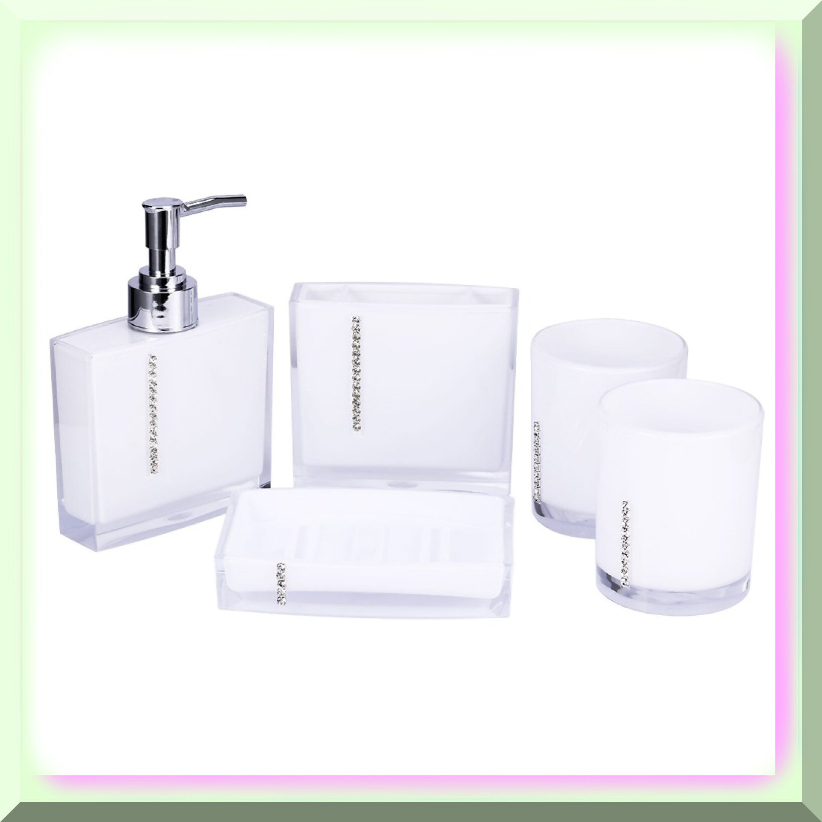 Everly Quinn Pure Elegance 5-Piece Bathroom Set - Emulsion Bottle ...