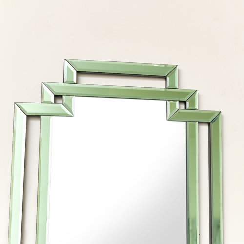 Fairmont Park Green Glass Art Deco Rectangle Wall Mirror - 80Cm X 50Cm ...