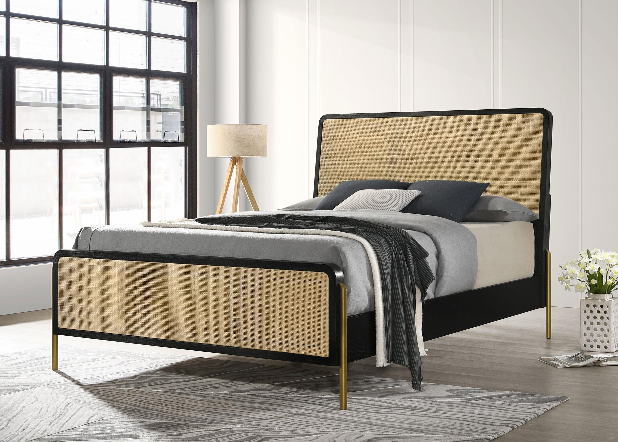 Bayou Breeze Upholstered Eastern Panel Bed Black | Wayfair