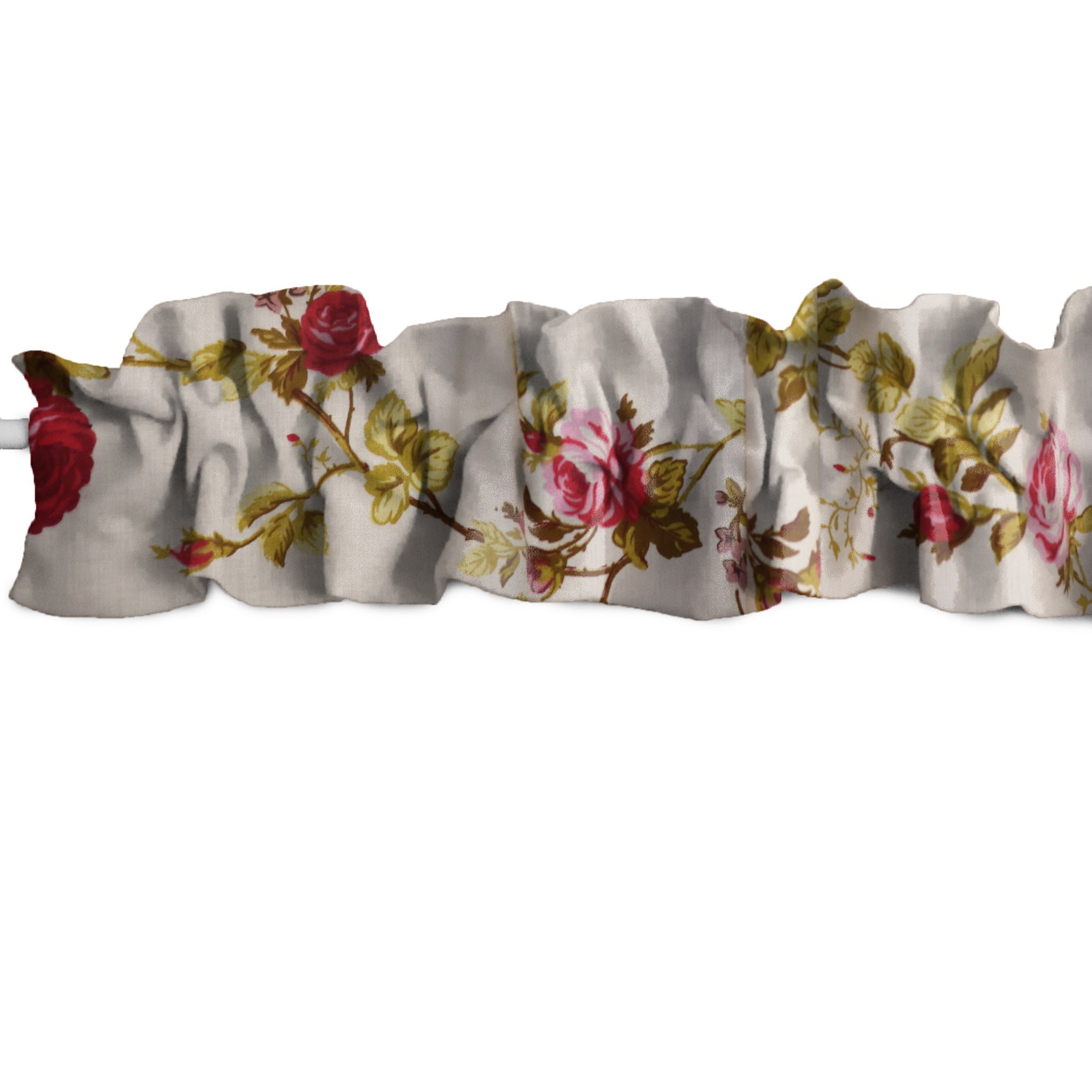 lovemyfabric Floral Cotton Blend Tailored Window Valance Red | Wayfair