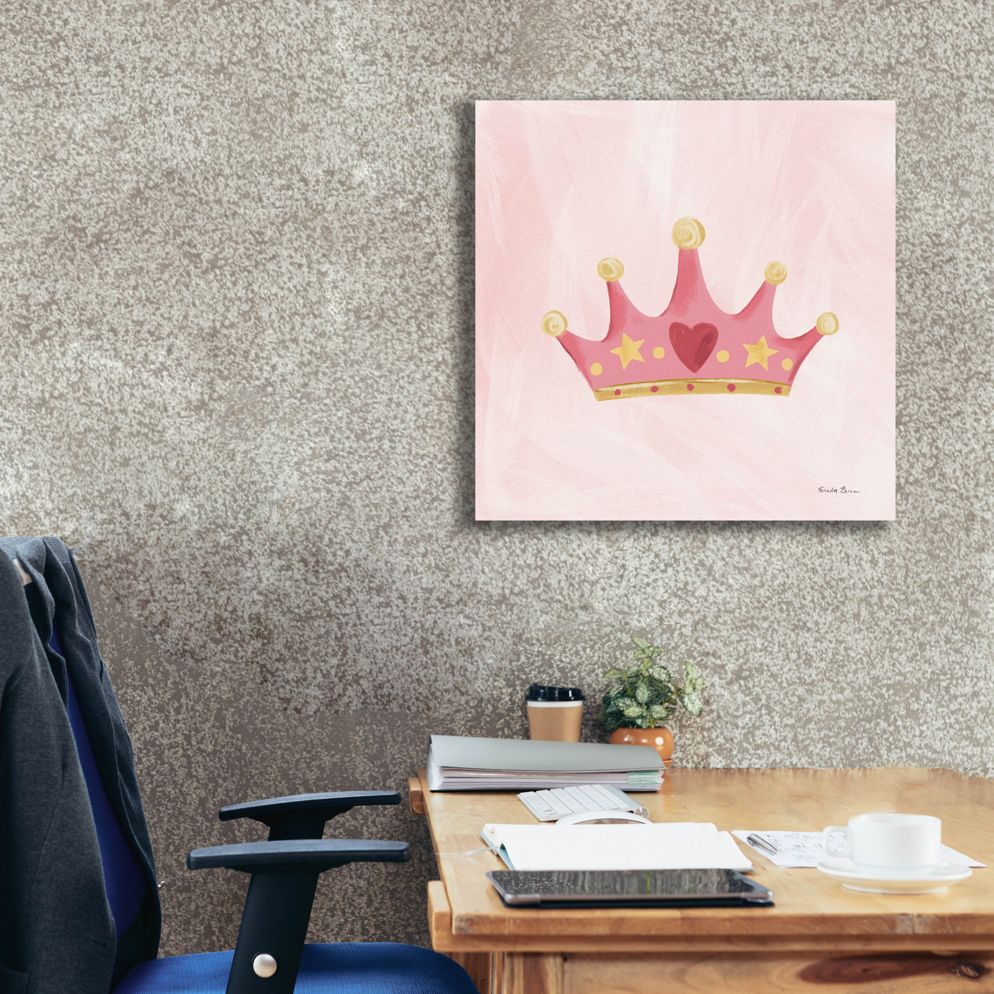 Red Barrel Studio® 'Pretty Princess Crown' by Farida Zaman Canvas Wall ...
