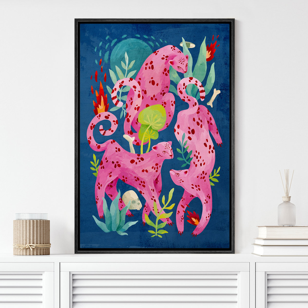 IDEA4WALL Bright Preppy Animals IDEA4WALL Framed Canvas Print Wall Art ...