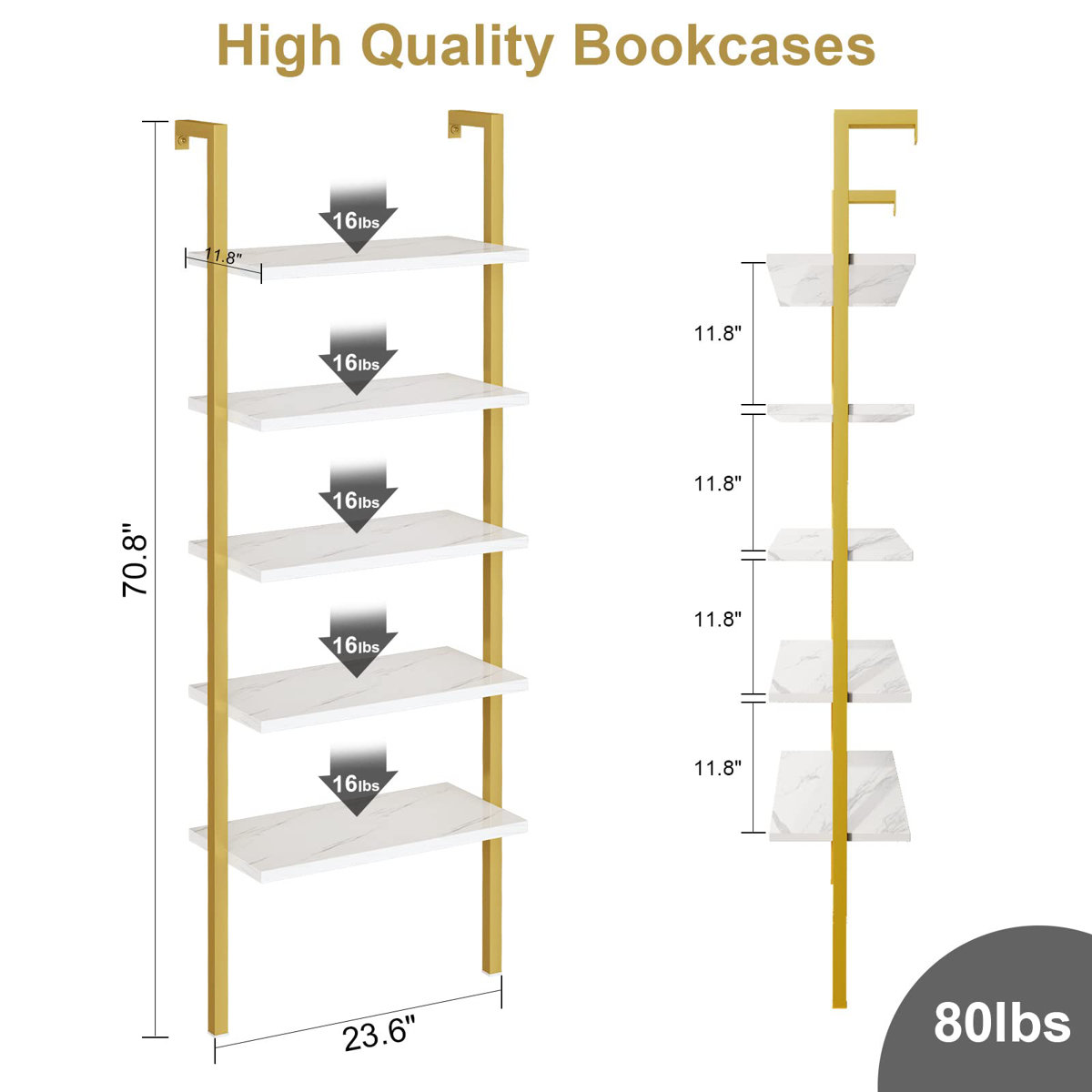 Mercer41 Industrial 5-Tier Wall-Mounted Ladder Shelf | Wayfair