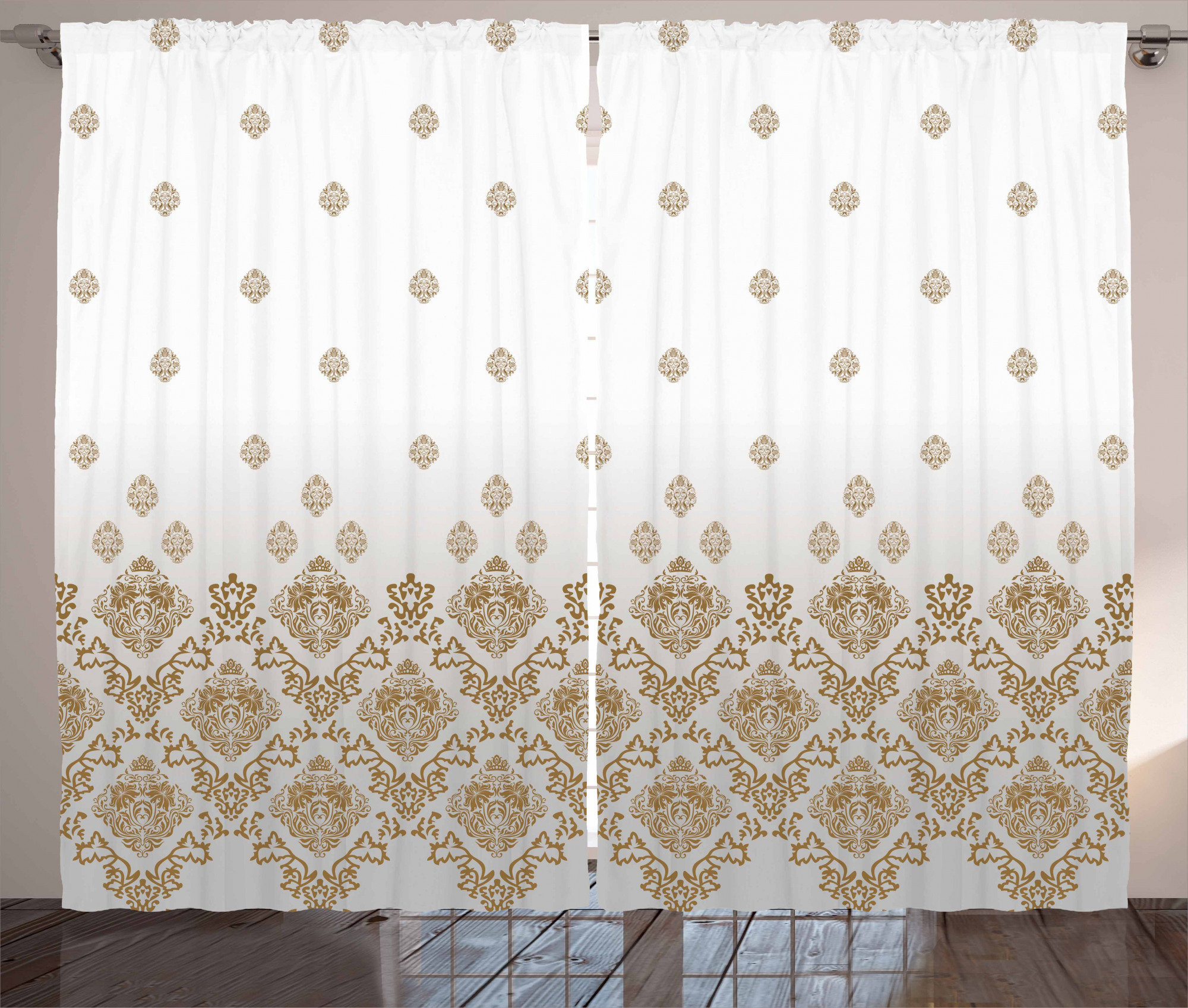 East Urban Home Rosalina Motifs Romantic Elements Damask Semi-Sheer ...