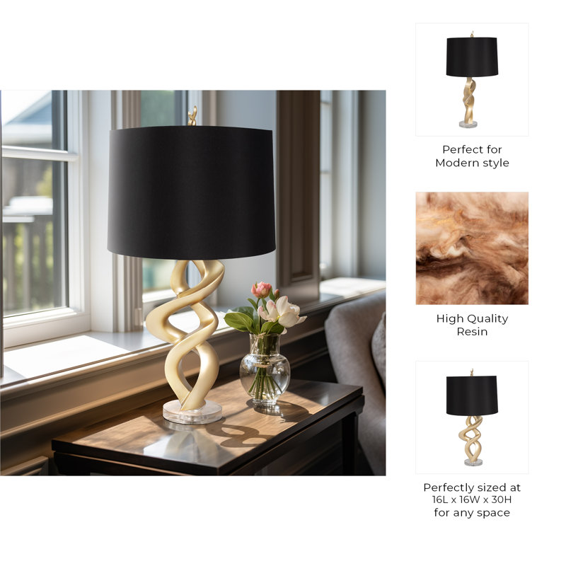 Willa Arlo™ Interiors Modern Glam Resin Swirl Table Lamp, Gold Finish ...
