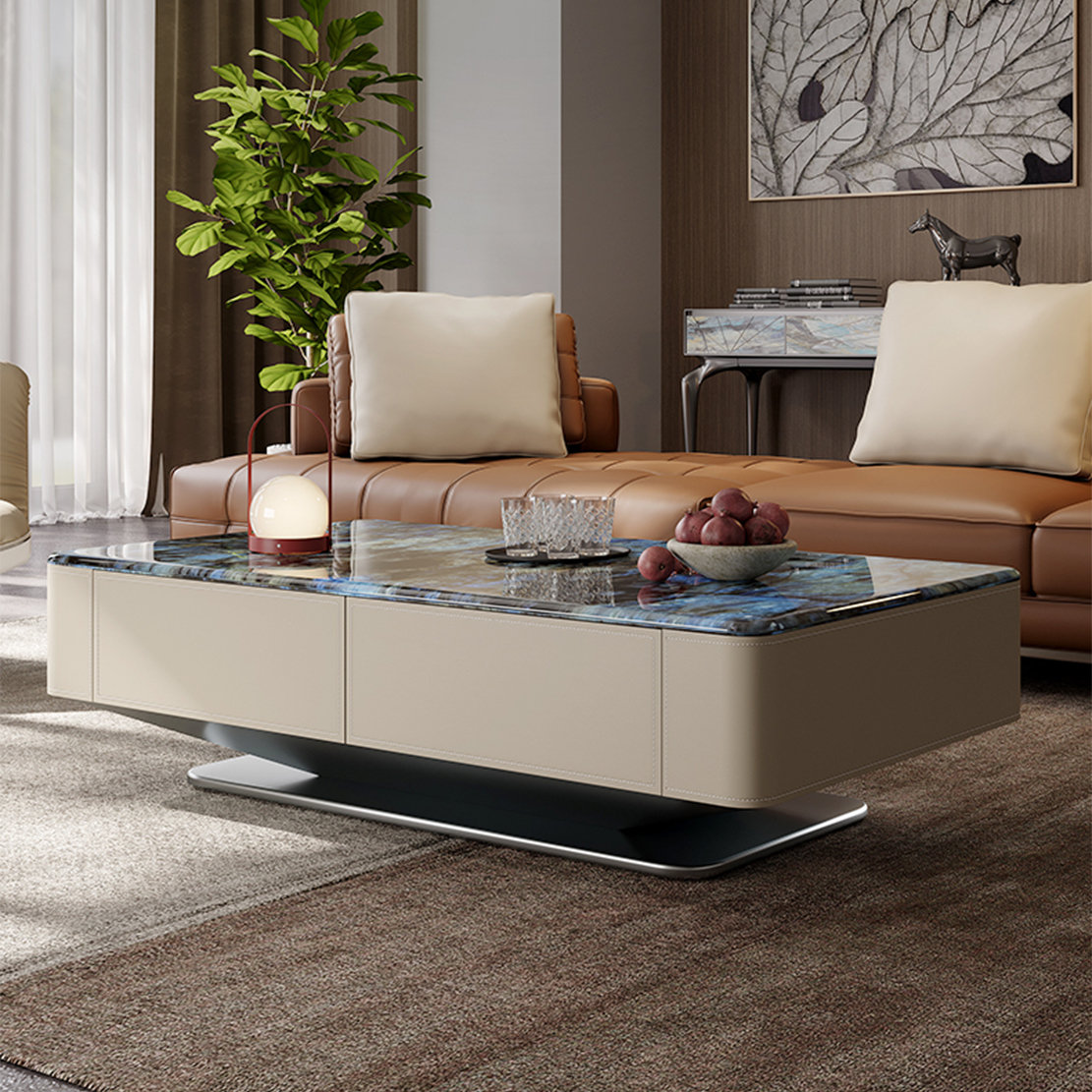 AWORET Supercrystalline stone rectangular coffee table | Wayfair