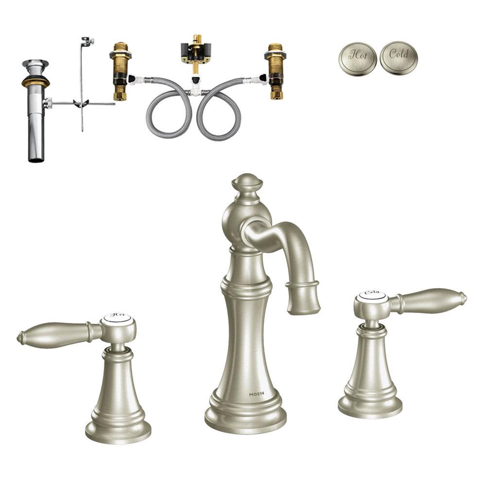Moen Weymouth 2-Handle High-Arc Lavatory Widespread Bathroom Faucet ...