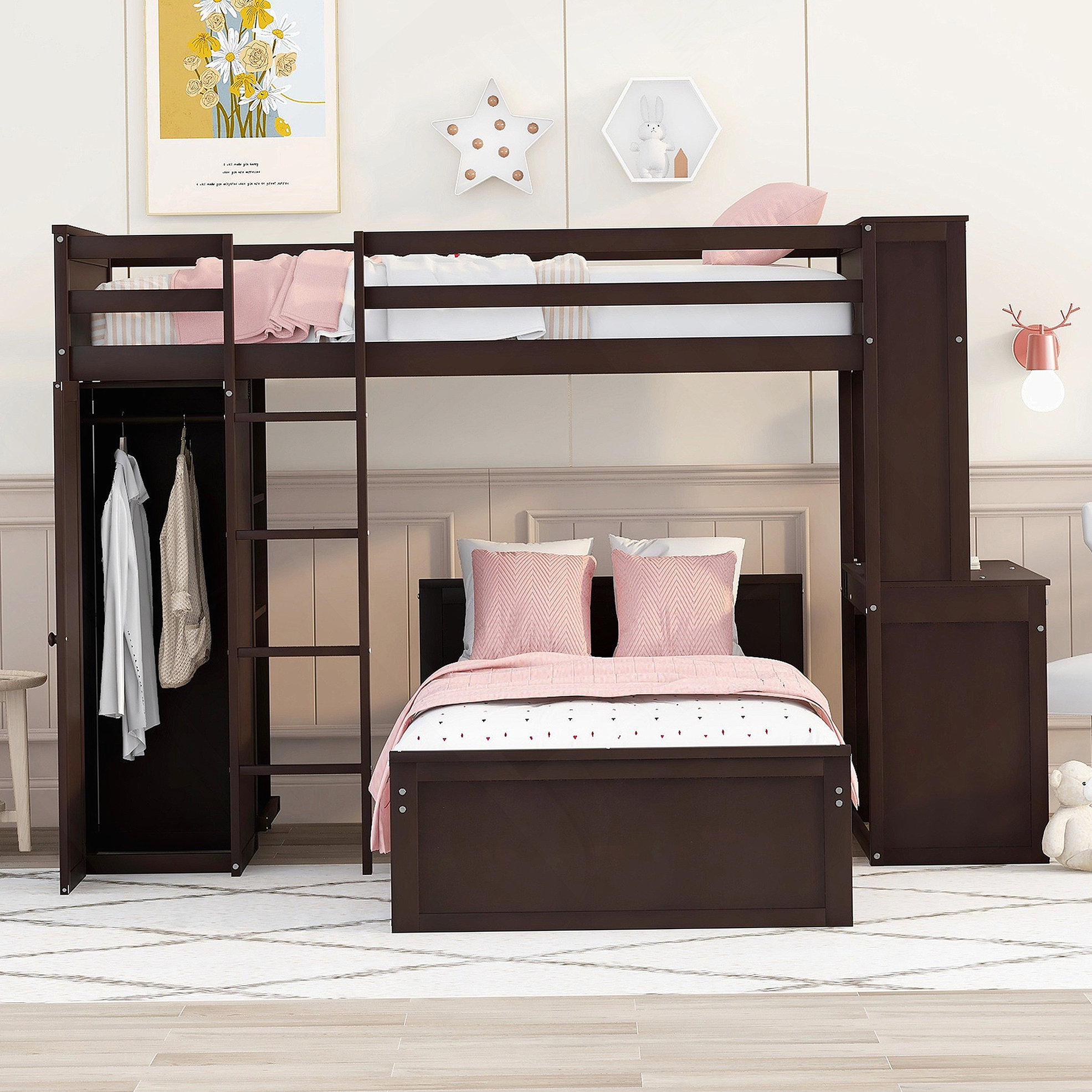 Corrigan Studio Kelilah Loft Bed With A Sd-Alone Bedshelves,Desk,And ...