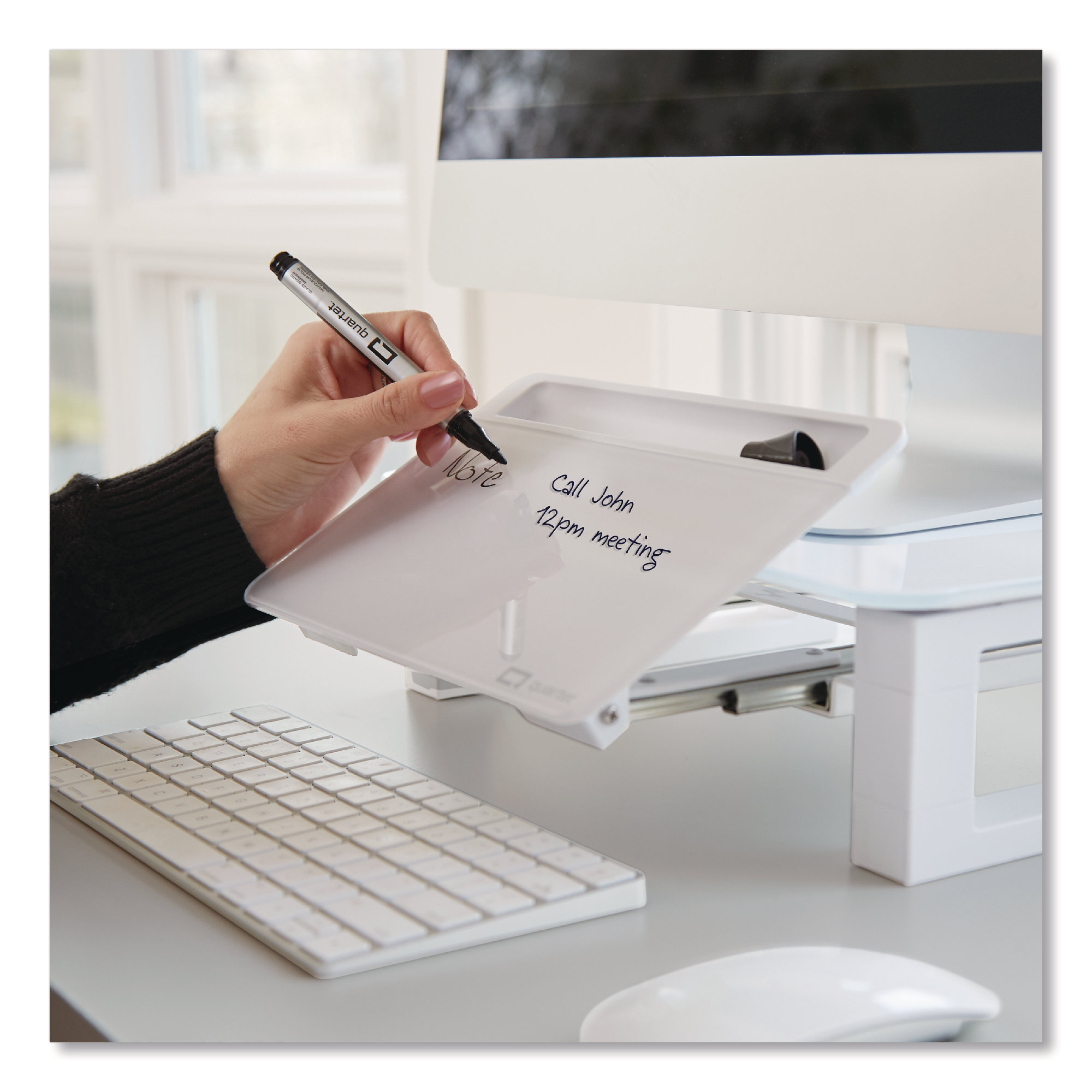 Quartet® Quartet Adjustable Height Desktop Glass Monitor Riser with Dry ...