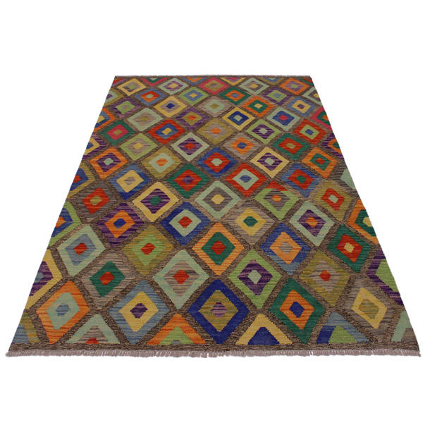 Isabelline Madee Geometric Handmade Rectangle 5'4" x 6'7" Wool Area Rug ...
