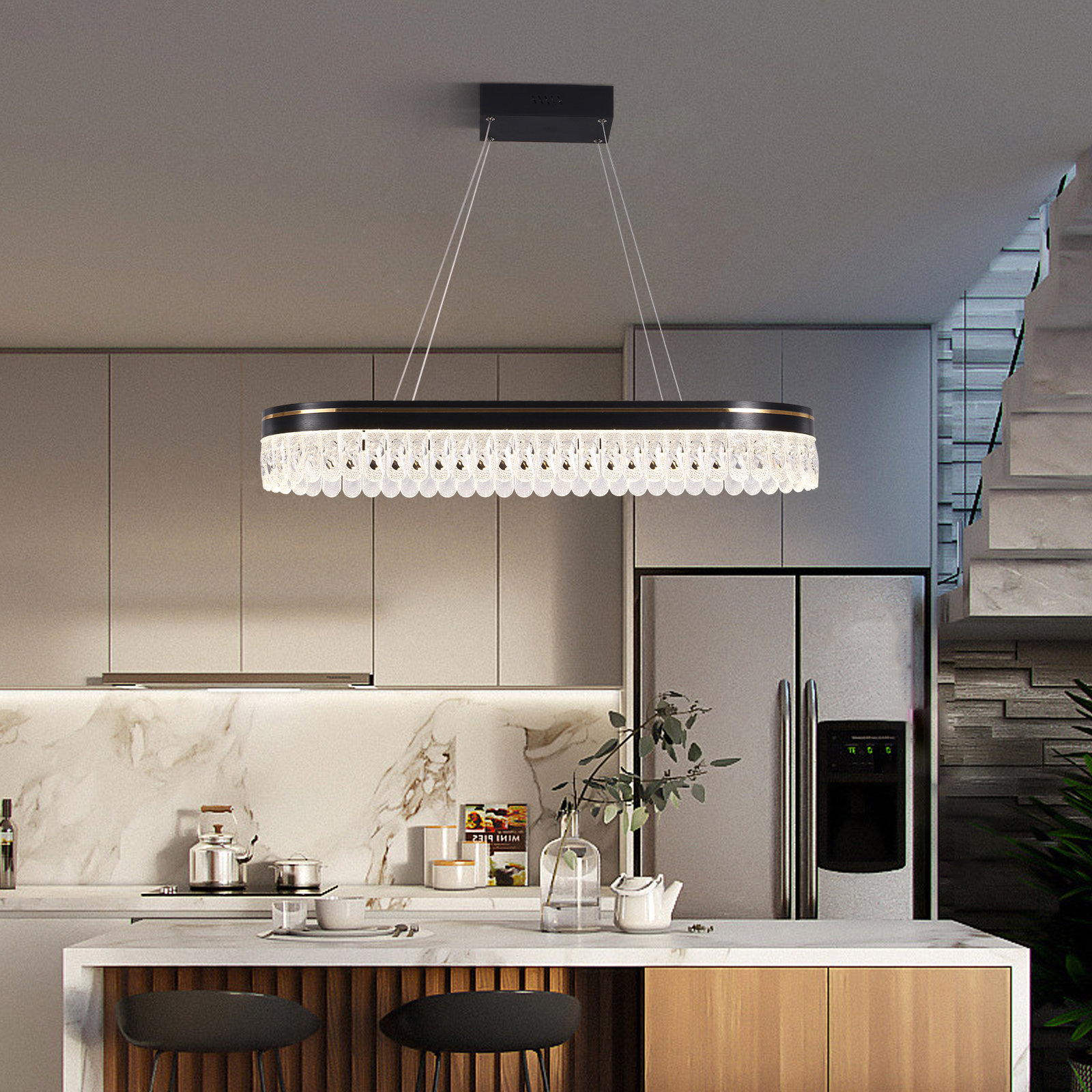 Mercer41 Mahalya 1 - Light Kitchen Island Geometric LED Chandelier with ...