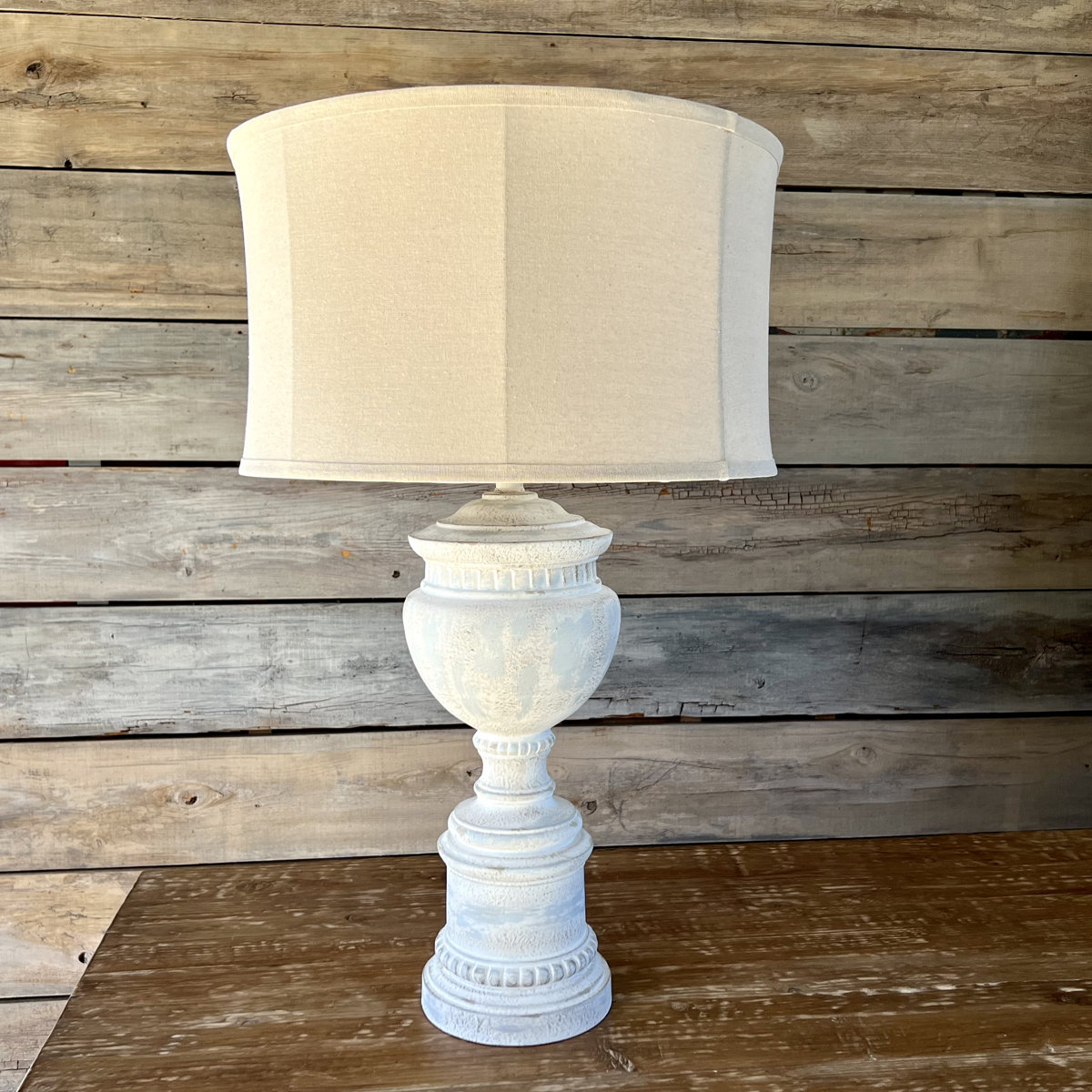 Porch View Home Resin Table Lamp With Linen Shade | Perigold