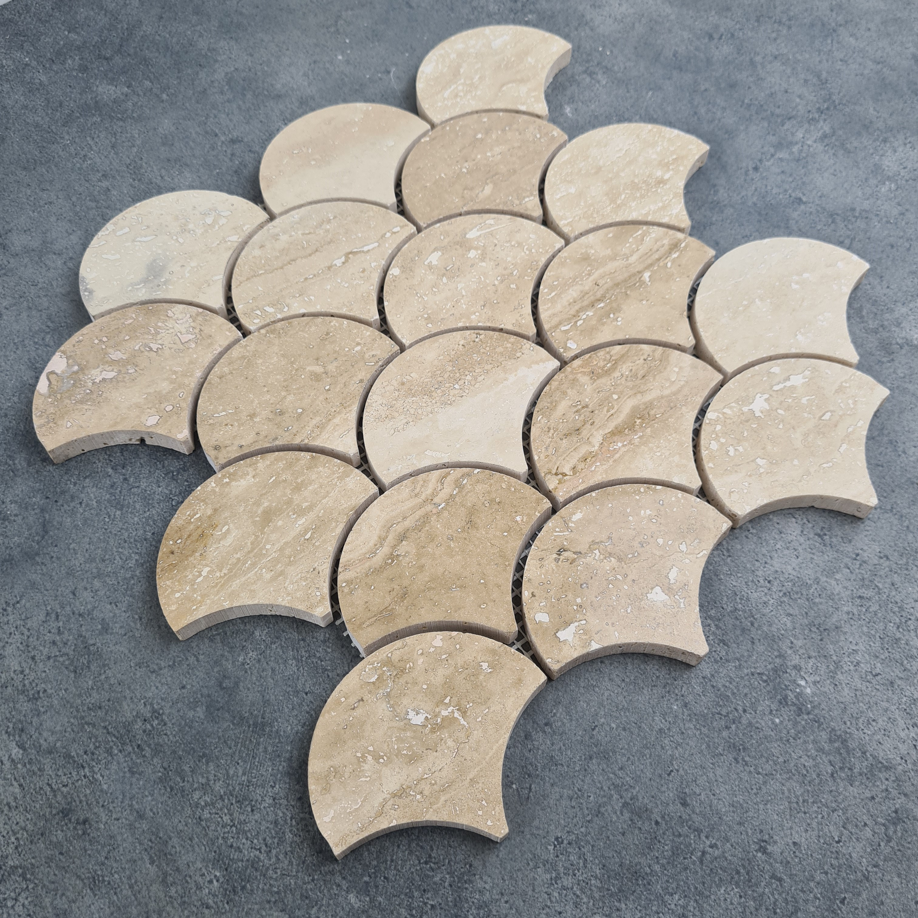 Miletos Stone Collection Patara Ivory Laguna 3" x 3" Natural Stone Fish ...