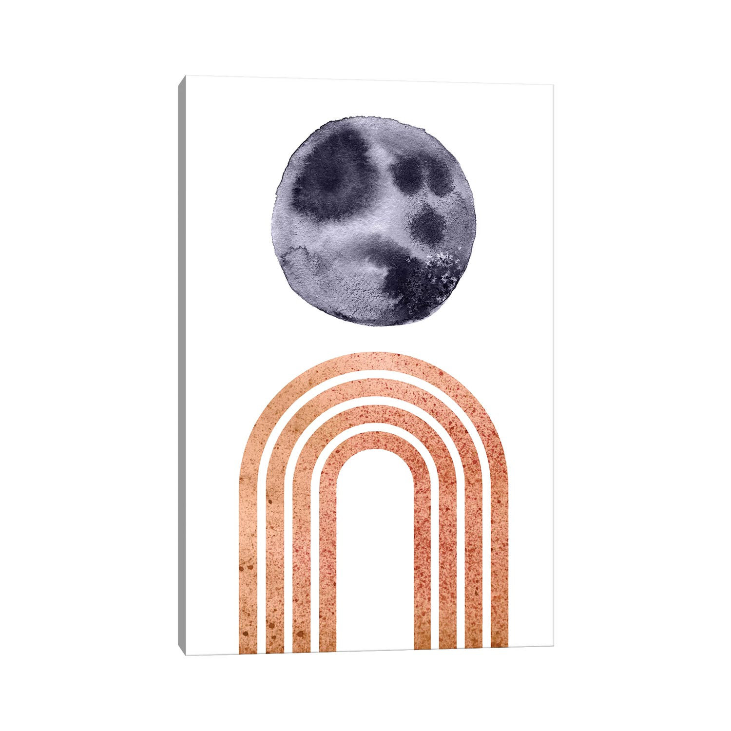 East Urban Home Navy Blue Moon and Terracotta Rainbow - Wrapped Canvas ...