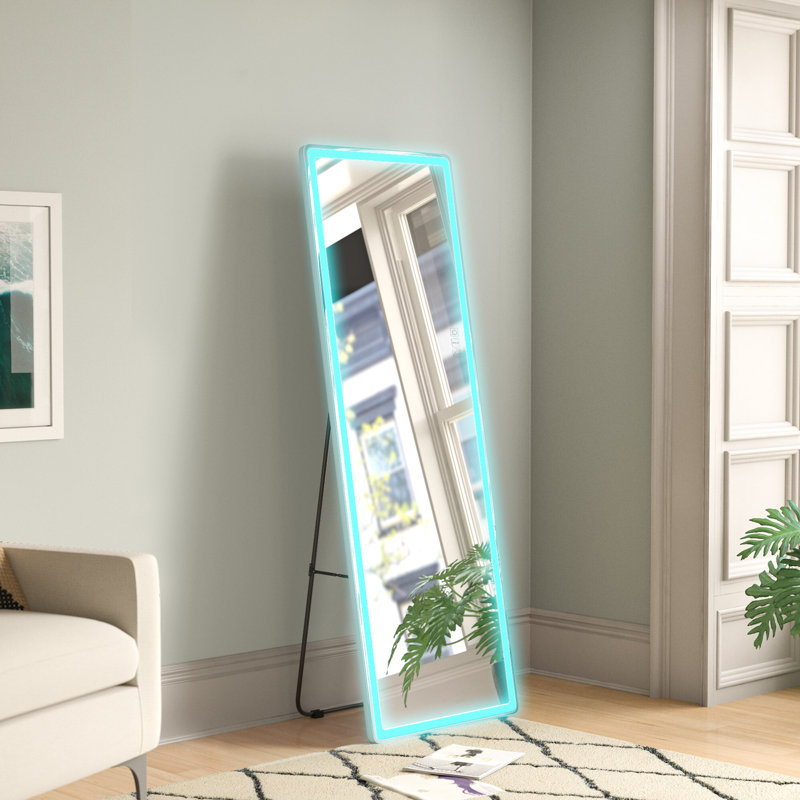 Wade Logan® Arczi Metal Flat LED Floor Mirror & Reviews | Wayfair