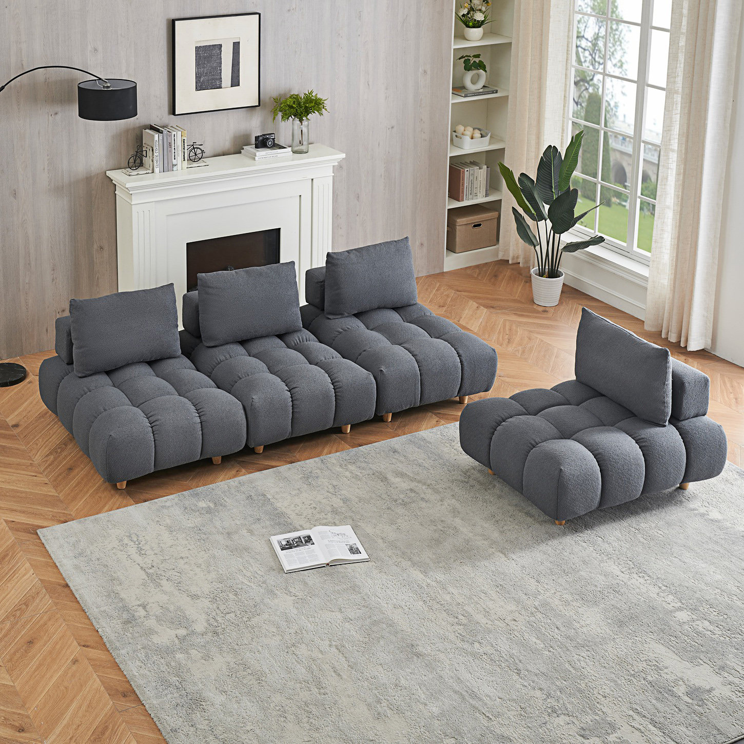 George Oliver Mid-Century Modern Design 4 Seat Sofa, Comfy Sofa ...