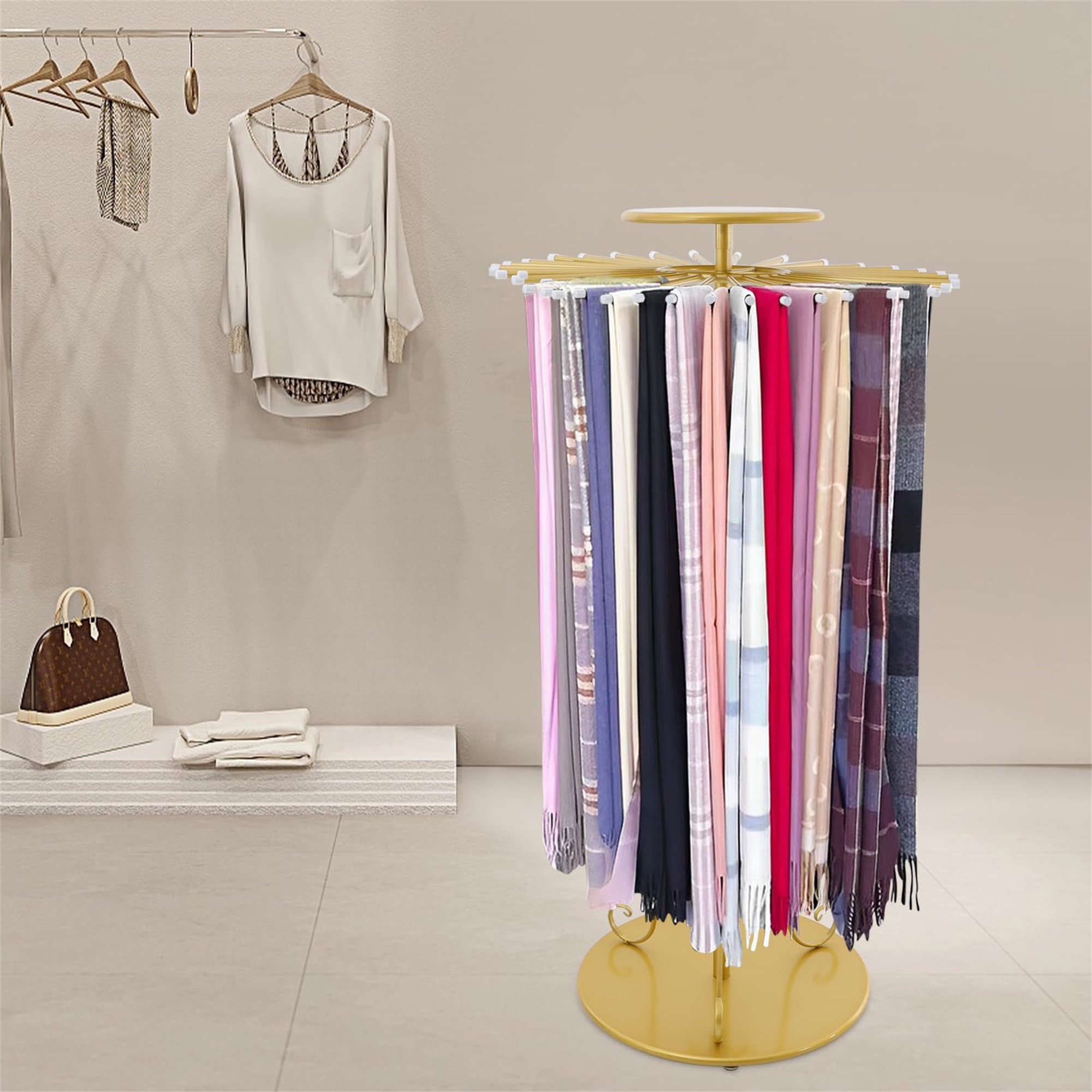 transparent.0 Retail Display Tie Scarf Rack, 360° Rotation Adjustable ...