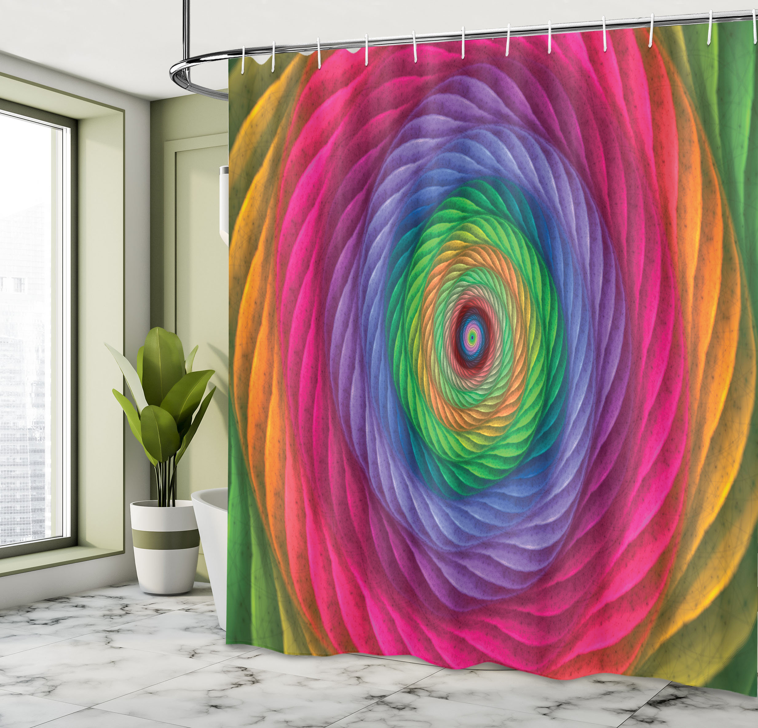 East Urban Home Art Abstract Shower Curtain Spiral Vortex Multicolor ...