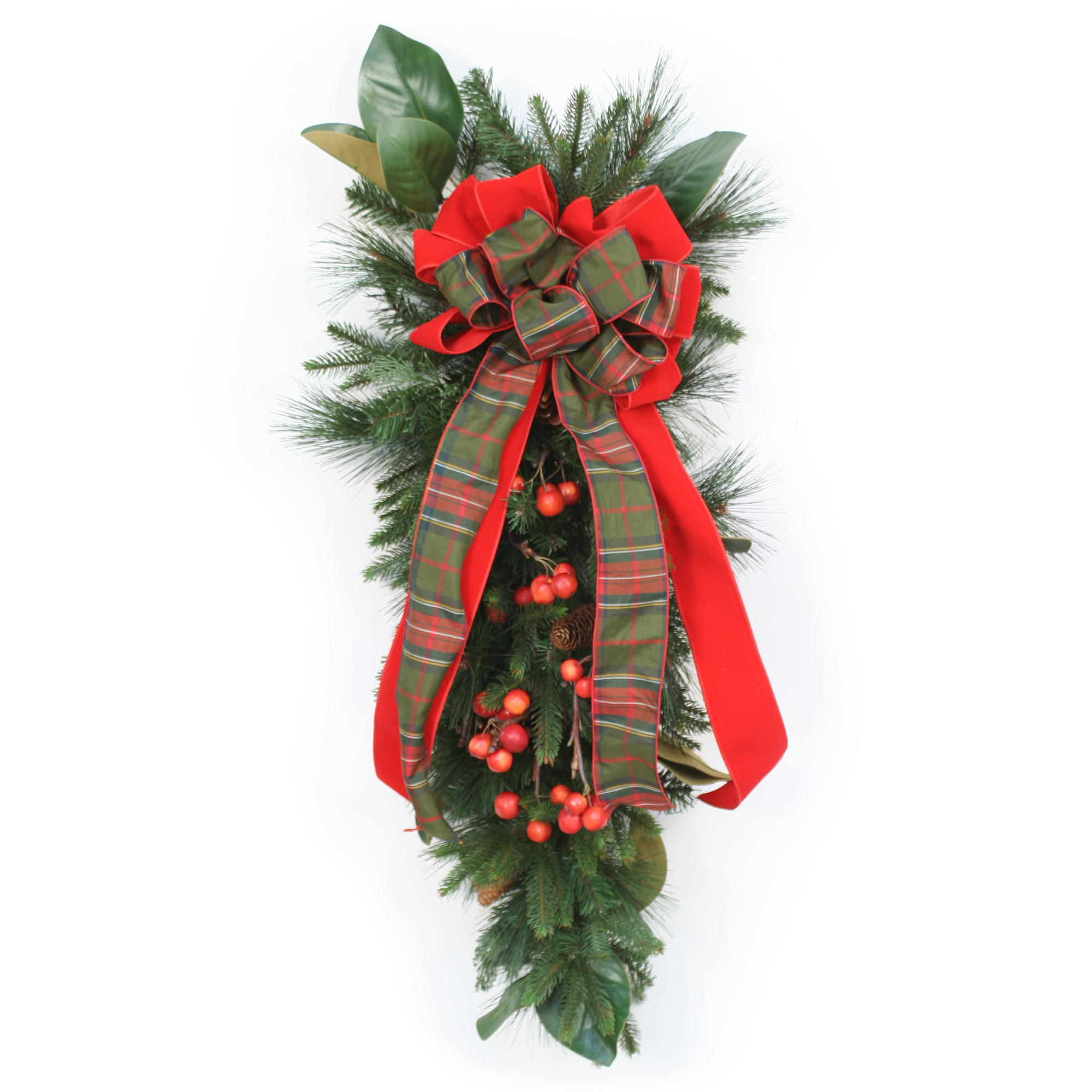 Distinctive Designs Pine Swag With Magnolia Foliage And Cherries And ...