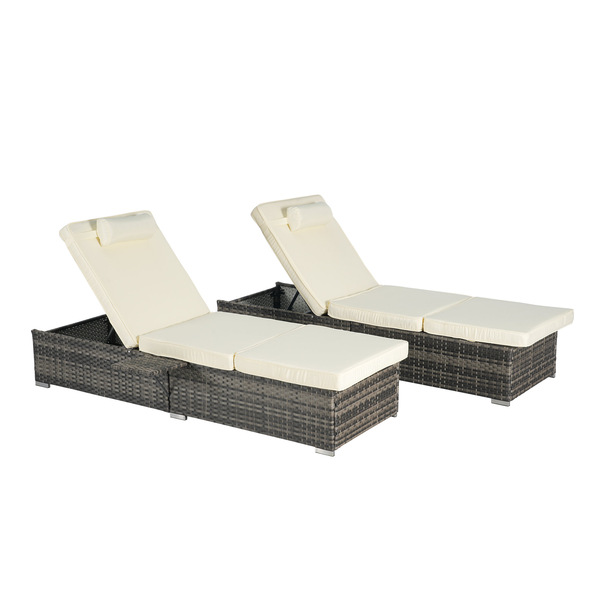 Latitude Run® 2 Pieces Outdoor Chaise Lounge Chair with Adjustable ...