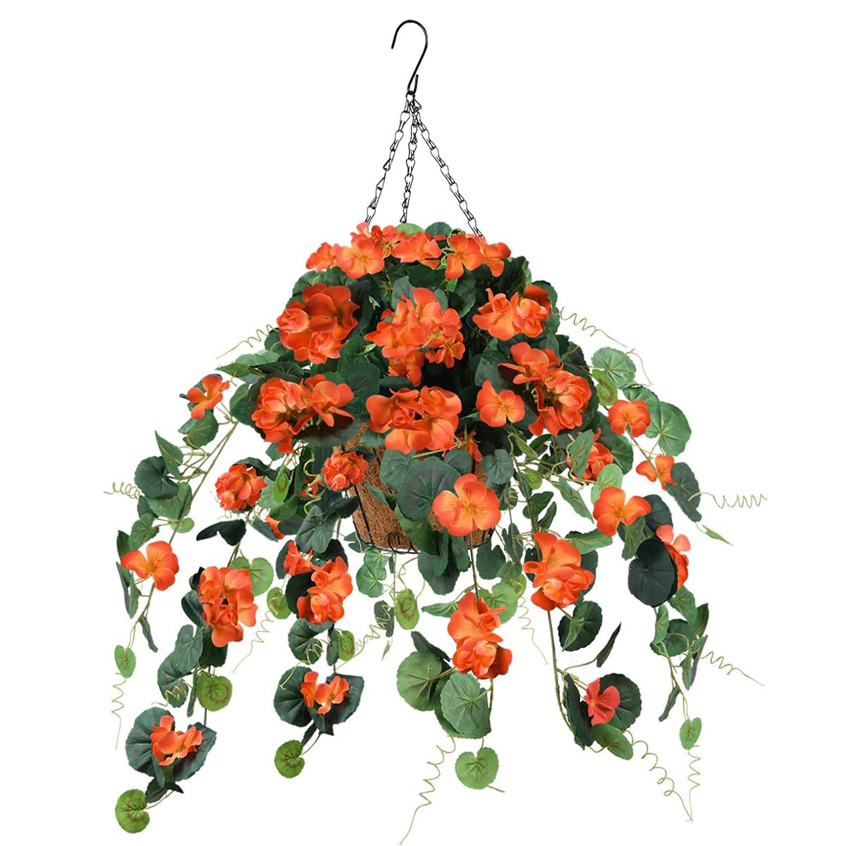 Primrue Lucero Foam Geranium Hanging Basket Arrangement in Basket | Wayfair