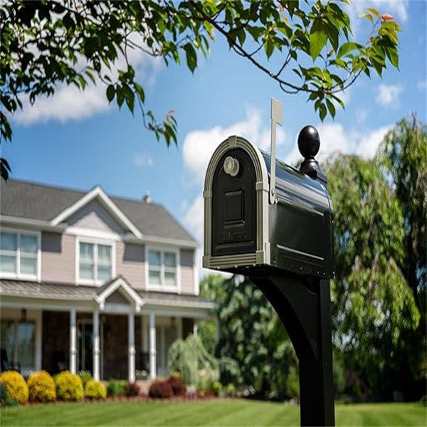 RIZPET Brunswick Large, Steel, Post Mount Mailbox, Black With Brushed ...