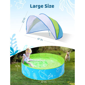 POGBUT Kiddie Pool with Canopy for Sun Protection, 47-Inch Foldable ...