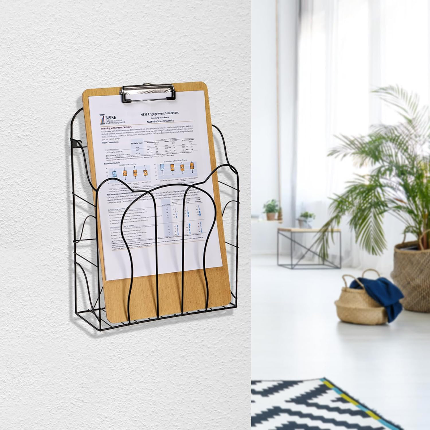 Rebrilliant Wall Mounted Magazine Holder, Metal Wire Hanging Wall File ...