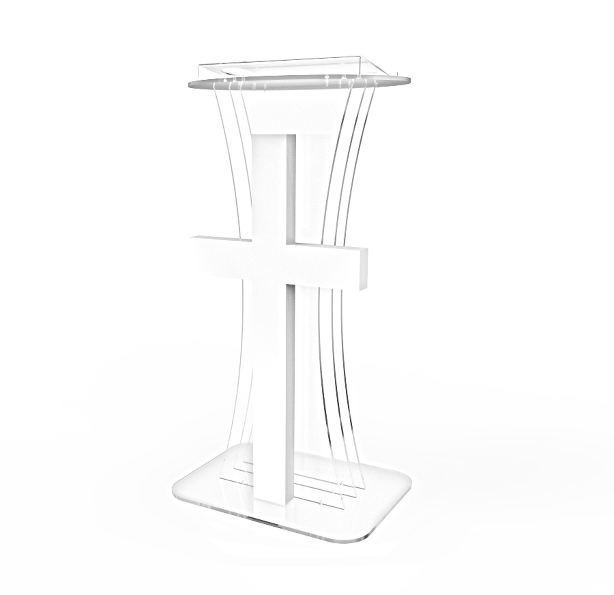FixtureDisplays Clear Acrylic Lucite Podium Pulpit Lectern w/ white ...