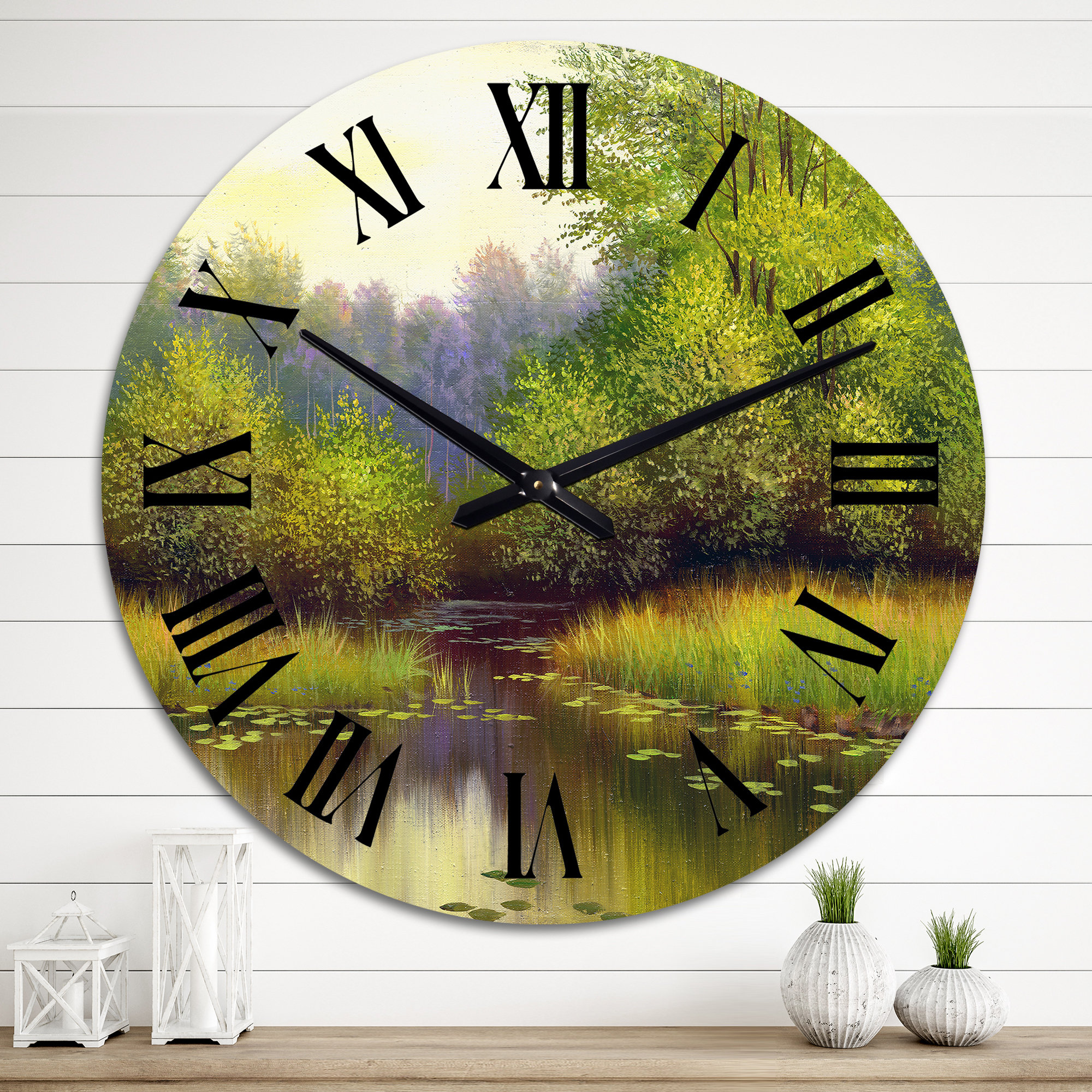 East Urban Home Beautiful Summer River Green Landscape I - Country Wall ...