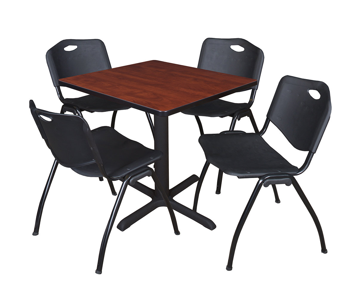 Regency Cain Small Square X-Base Breakroom Table & 4 M Stack Chairs ...