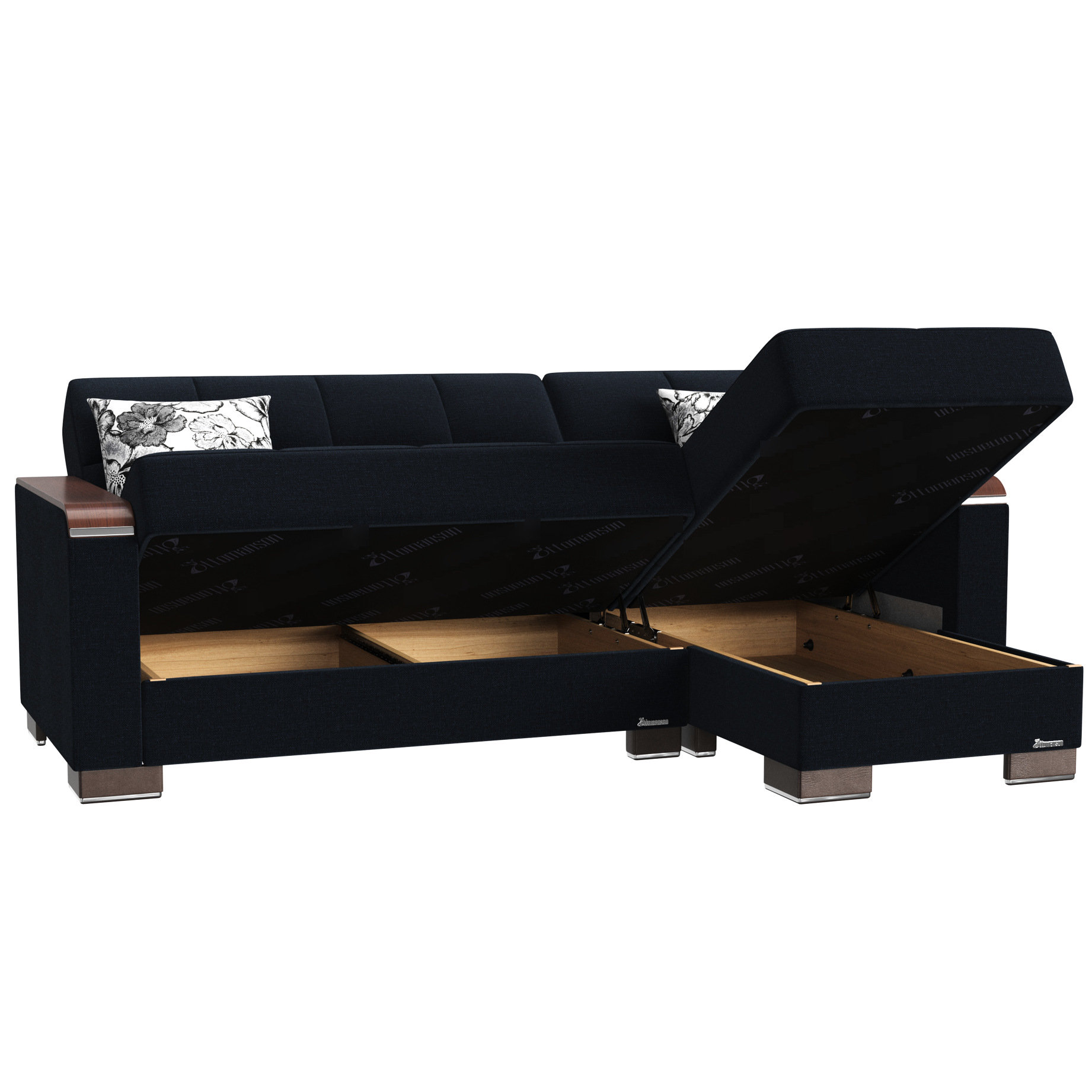 Hokku Designs Upholstered Convertible Chaise Lounge With Storage, Dark ...