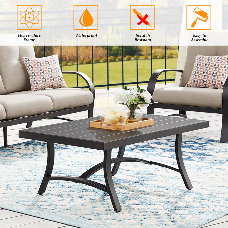 Red Barrel Studio® Rectangular 48'' L x 26'' W Outdoor Coffee Table ...