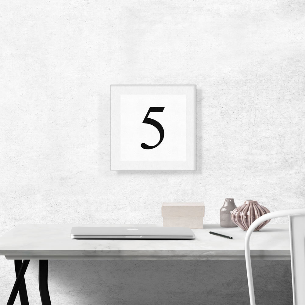 ARTCANVAS Modern Black and White Gray Serif Alphabet Number 5 Five ...