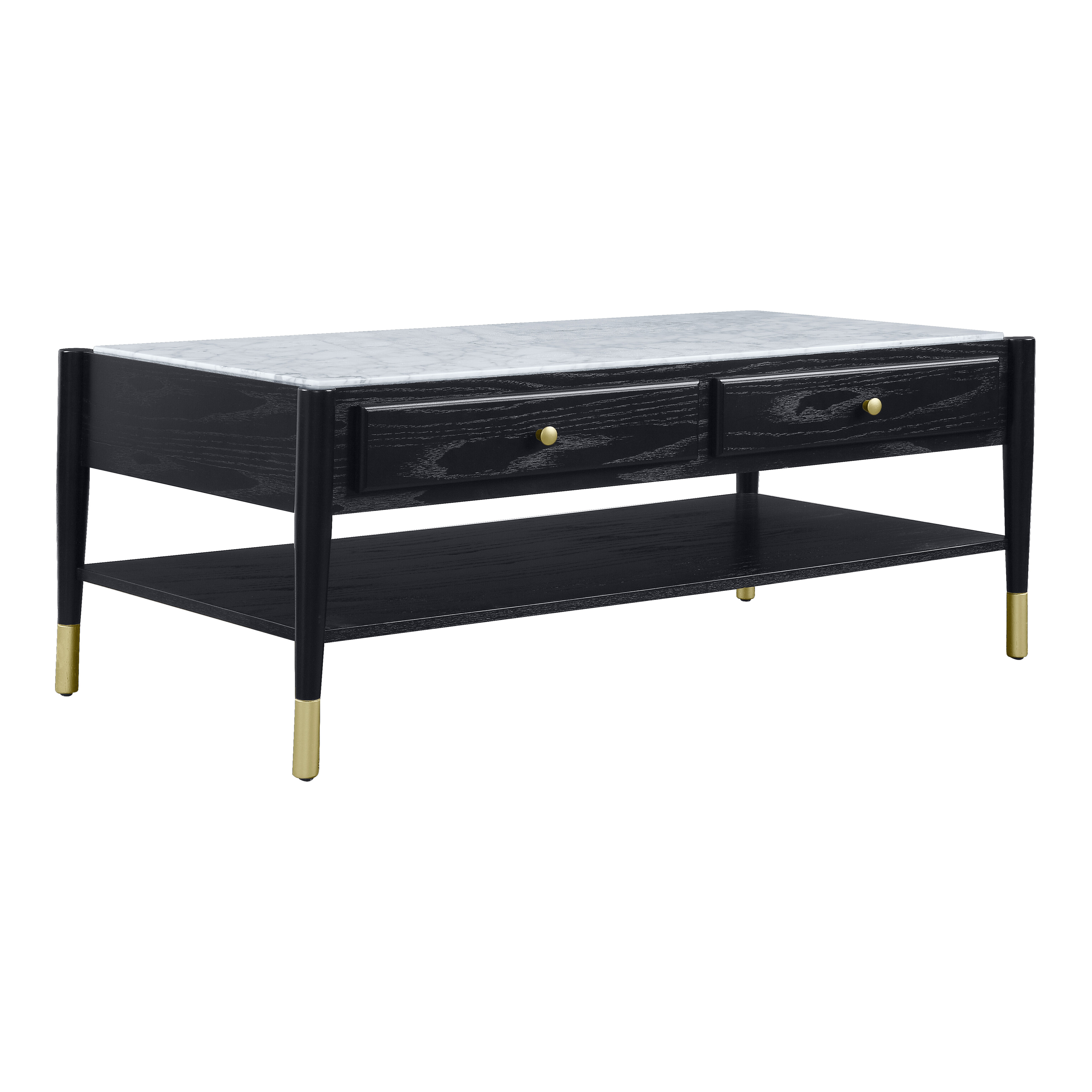 Everly Quinn Amadeus Marble Top Coffee Table in Black - Wayfair Canada