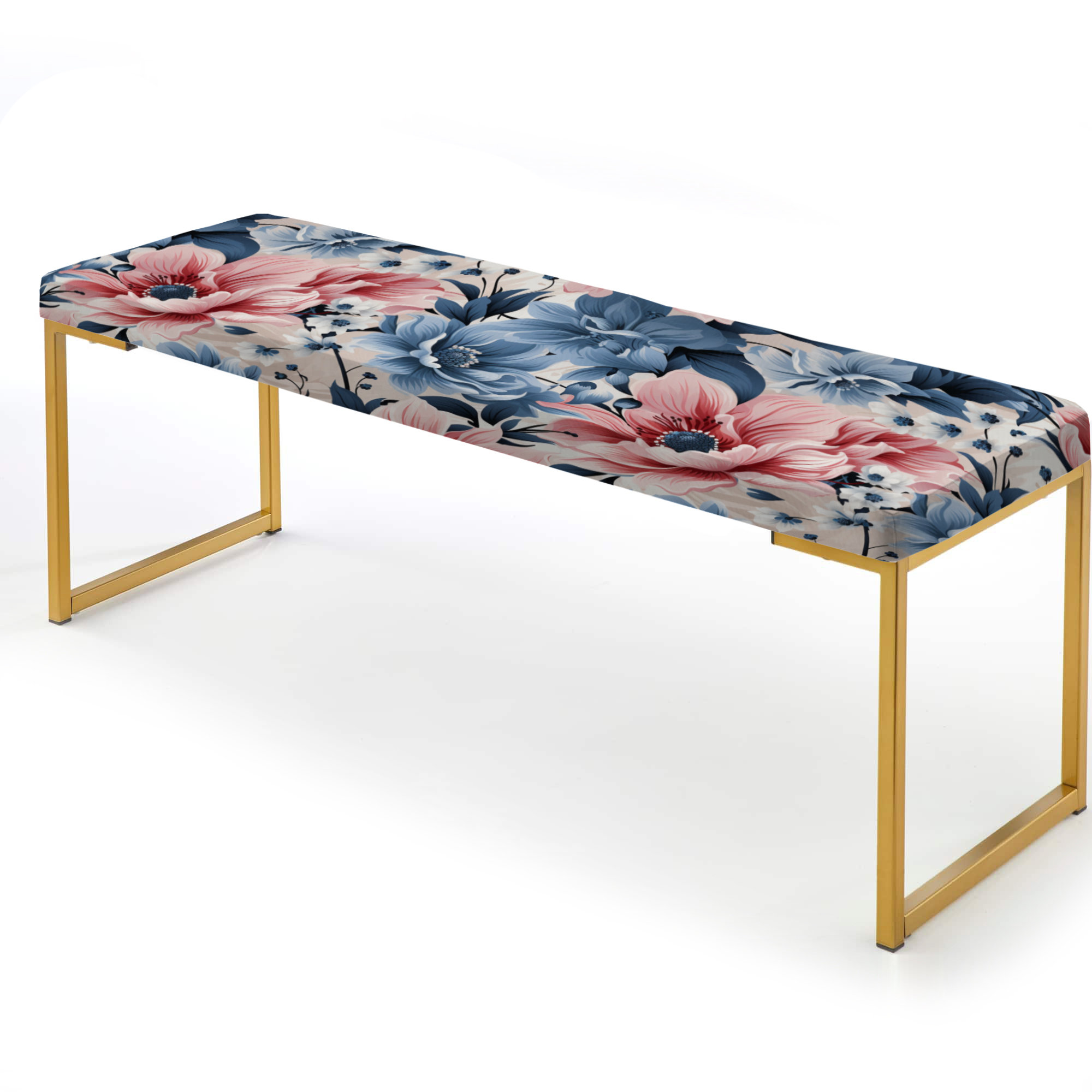 Design Art Pink & Blue Gingham Charm Floral Pattern - Floral ...