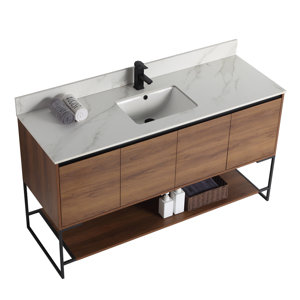 Latitude Run® Carliana 60'' Single Bathroom Vanity with Stone Top ...