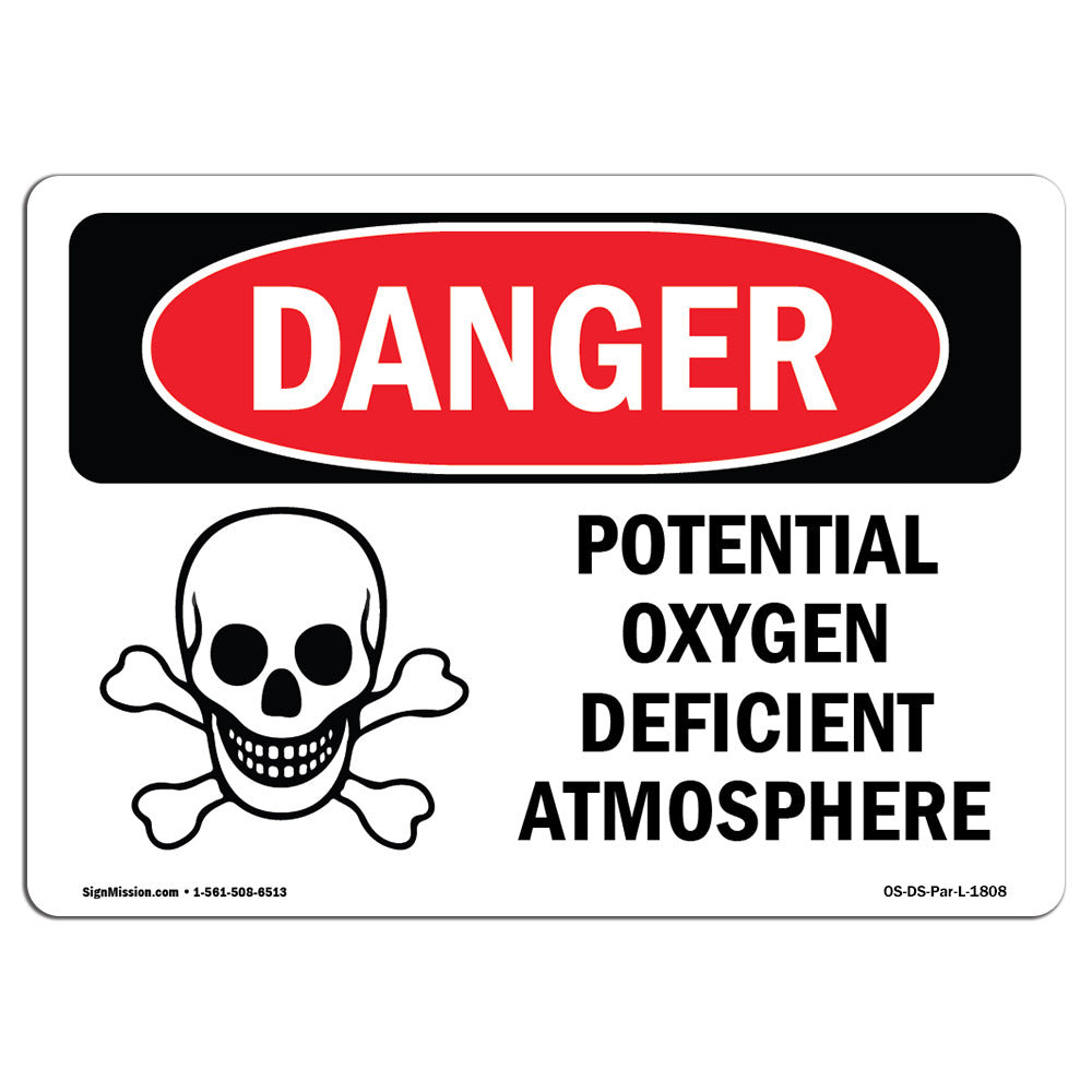 SignMission Potential Oxygen Deficient Atmosphere Aluminum Sign 12 x 18 ...