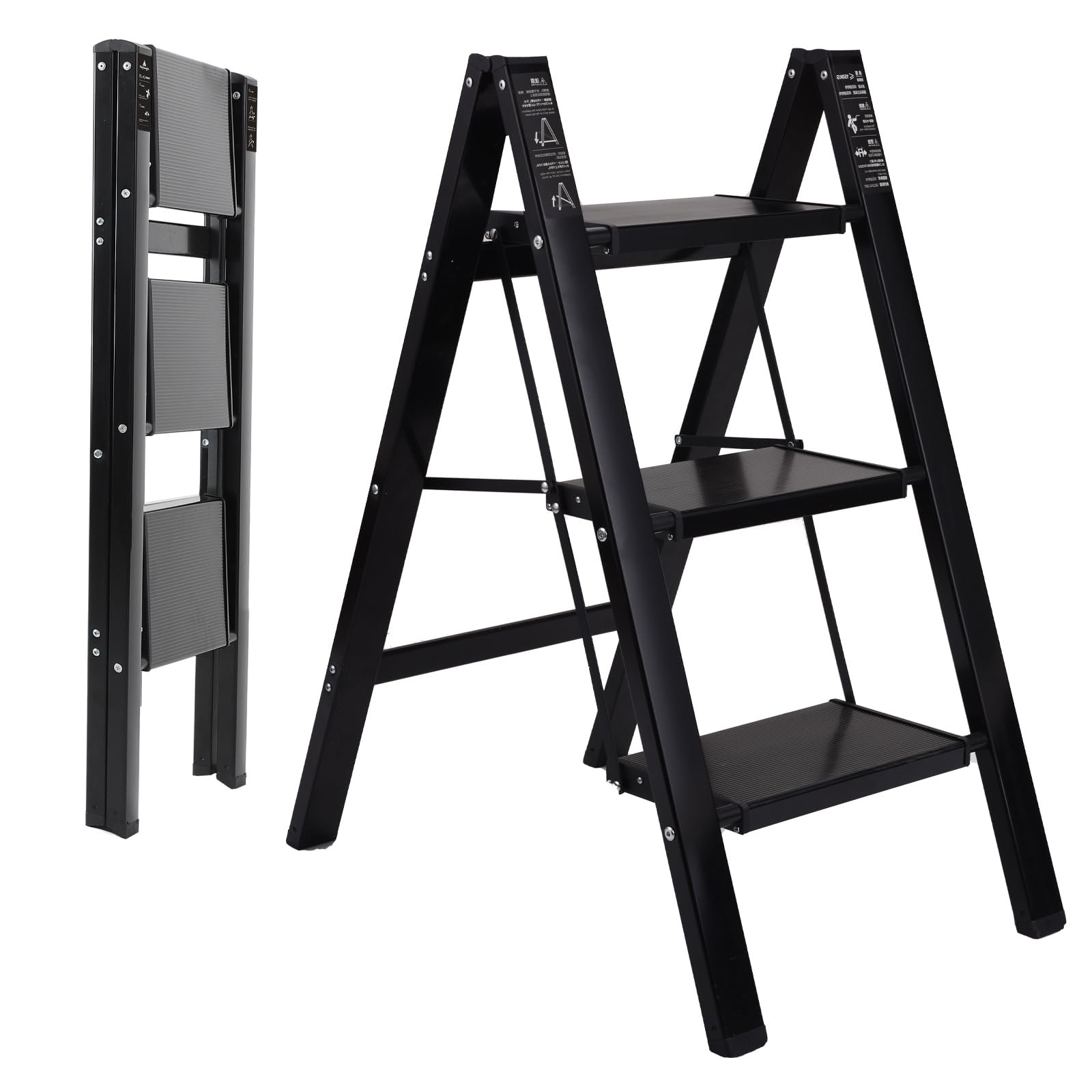 17 Stories Lompret 3 - Step Aluminum Lightweight Folding Step Ladder ...